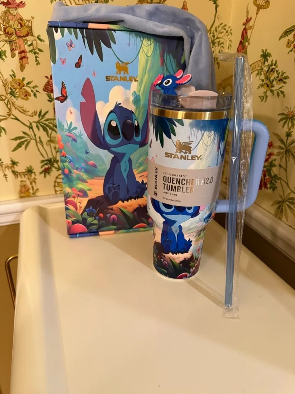 Stanley | Other | Stanley Blue Stitch Illustrated Quencher Tumbler With ...